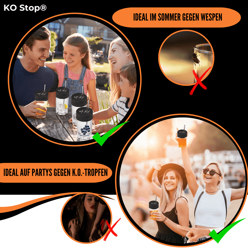 KO-Stop Getränkeschutz Schutz vor K.O.-Tropfen Anti K.O.-Tropfen