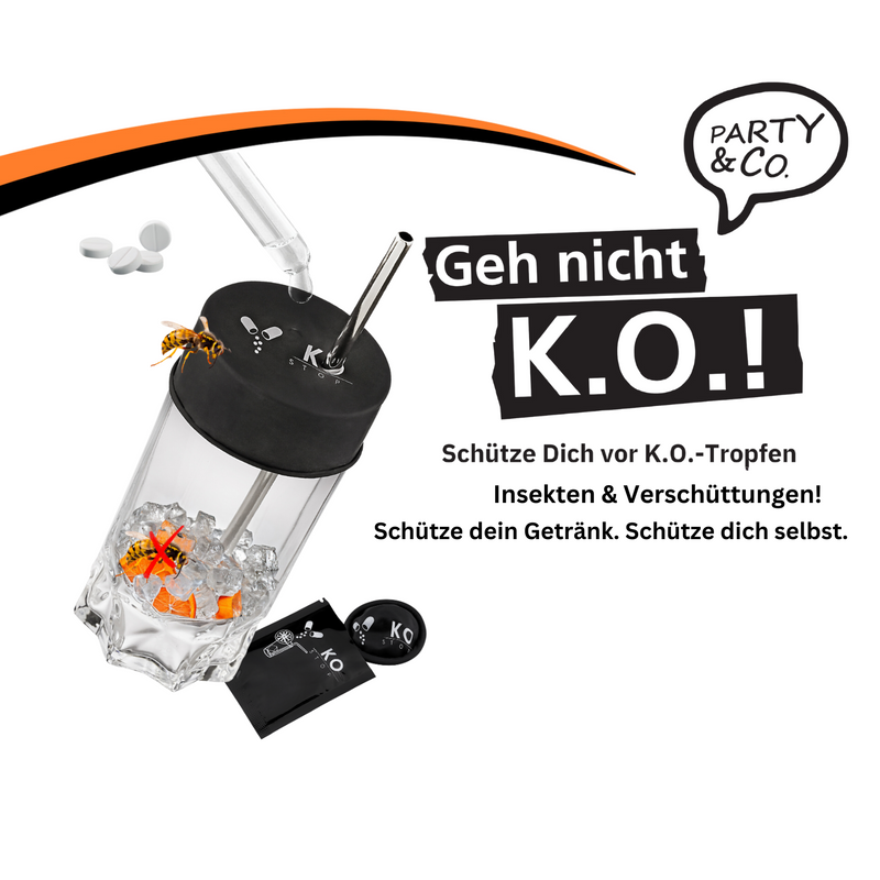 KO-Stop Getränkeschutz Schutz vor K.O.-Tropfen Anti K.O.-Tropfen